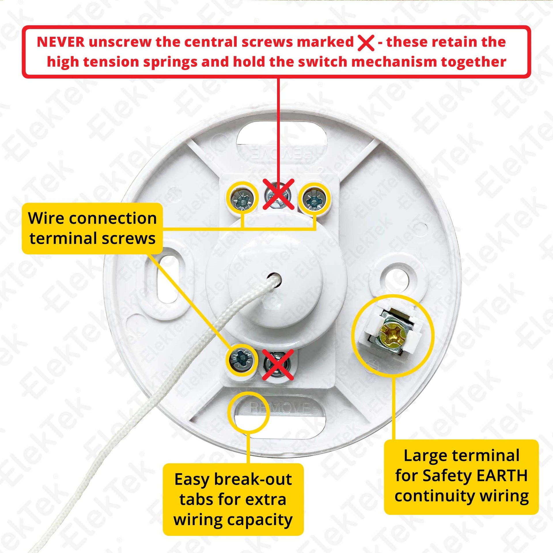 ElekTek Premium Chrome Bathroom Light Pull Switch Kit and Chain Bundle ...