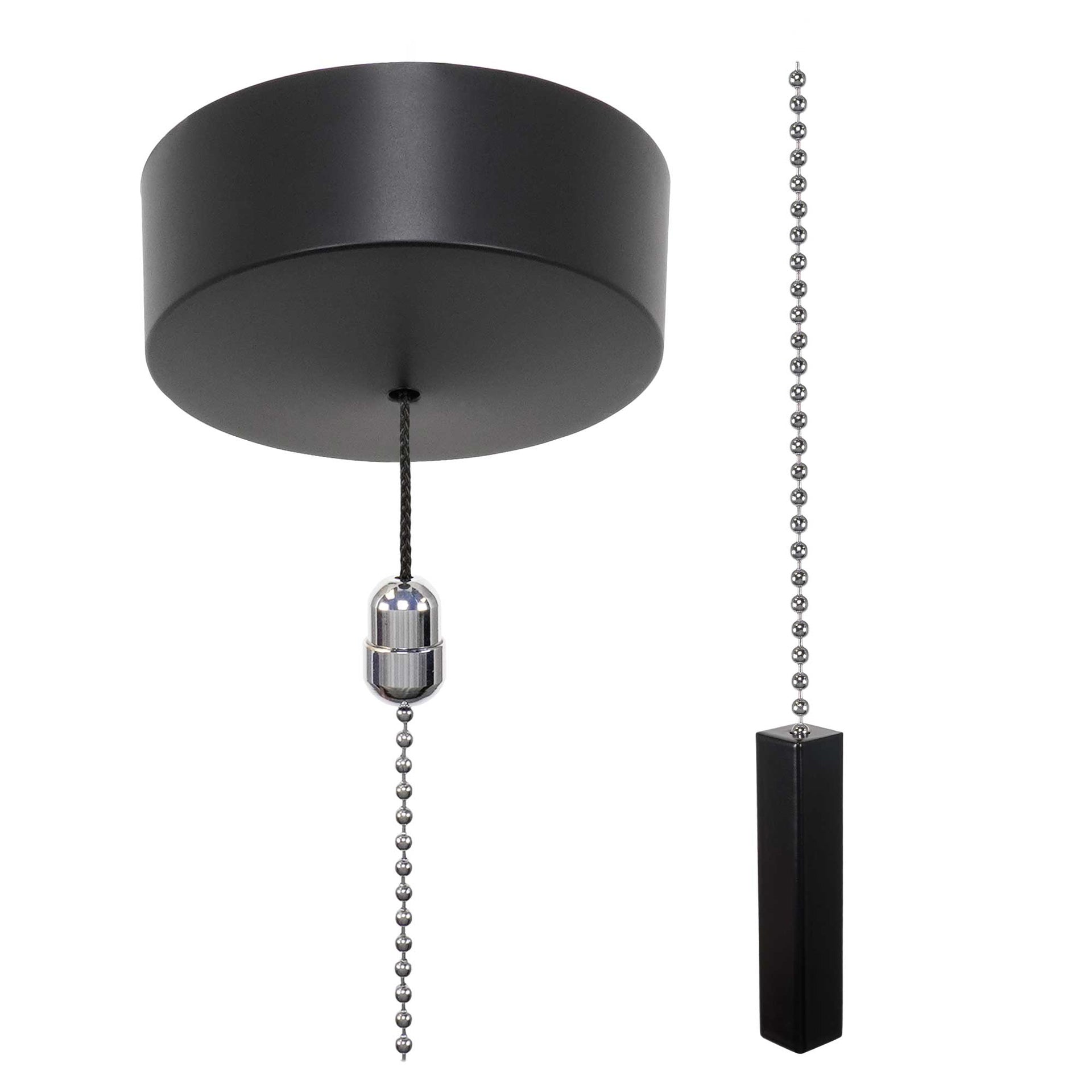 ElekTek Premium Matt Black Bathroom Light Pull Cord Switch Kit with Pu ...