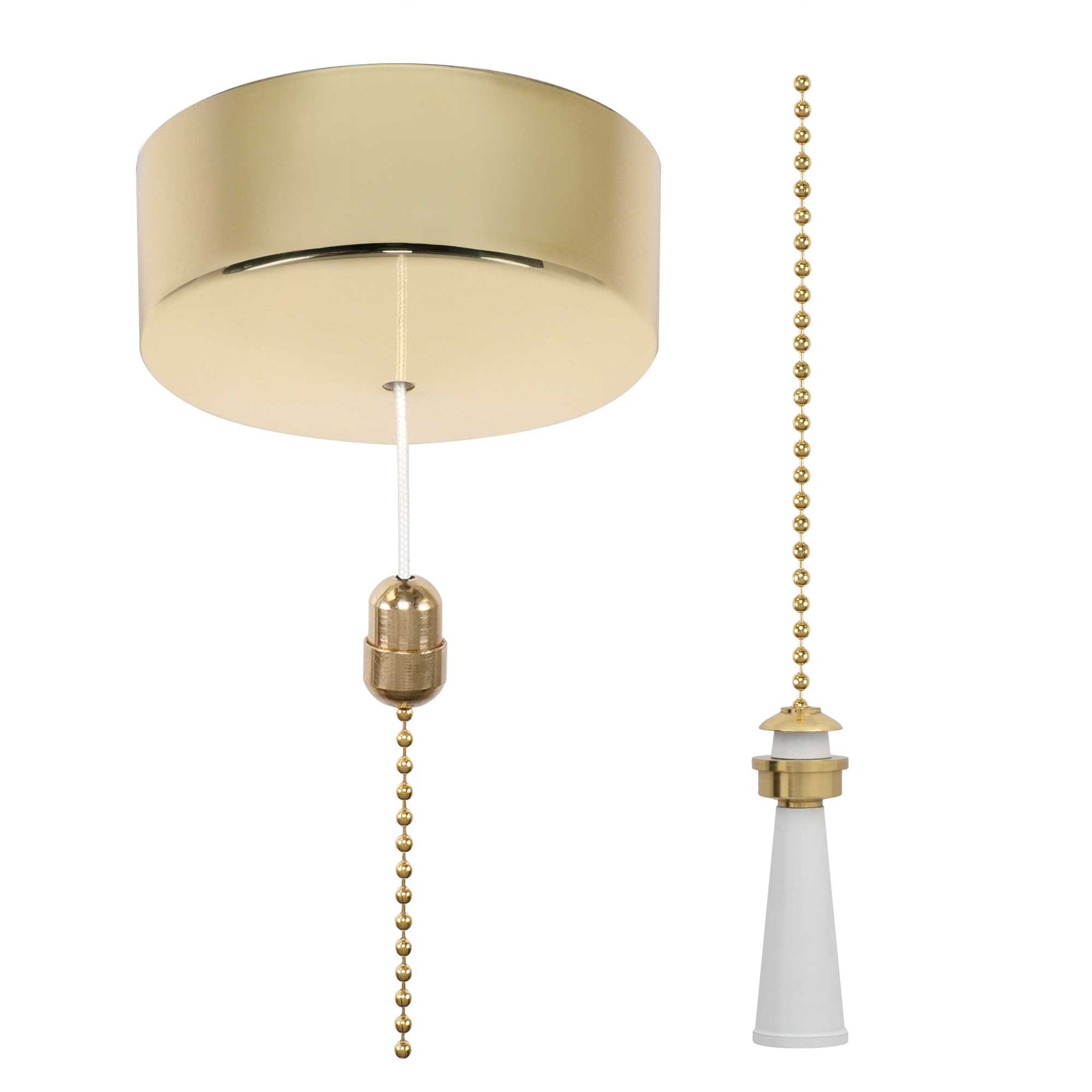 ElekTek Premium Brass Bathroom Light Pull Cord Switch Kit with Pull Ch ...