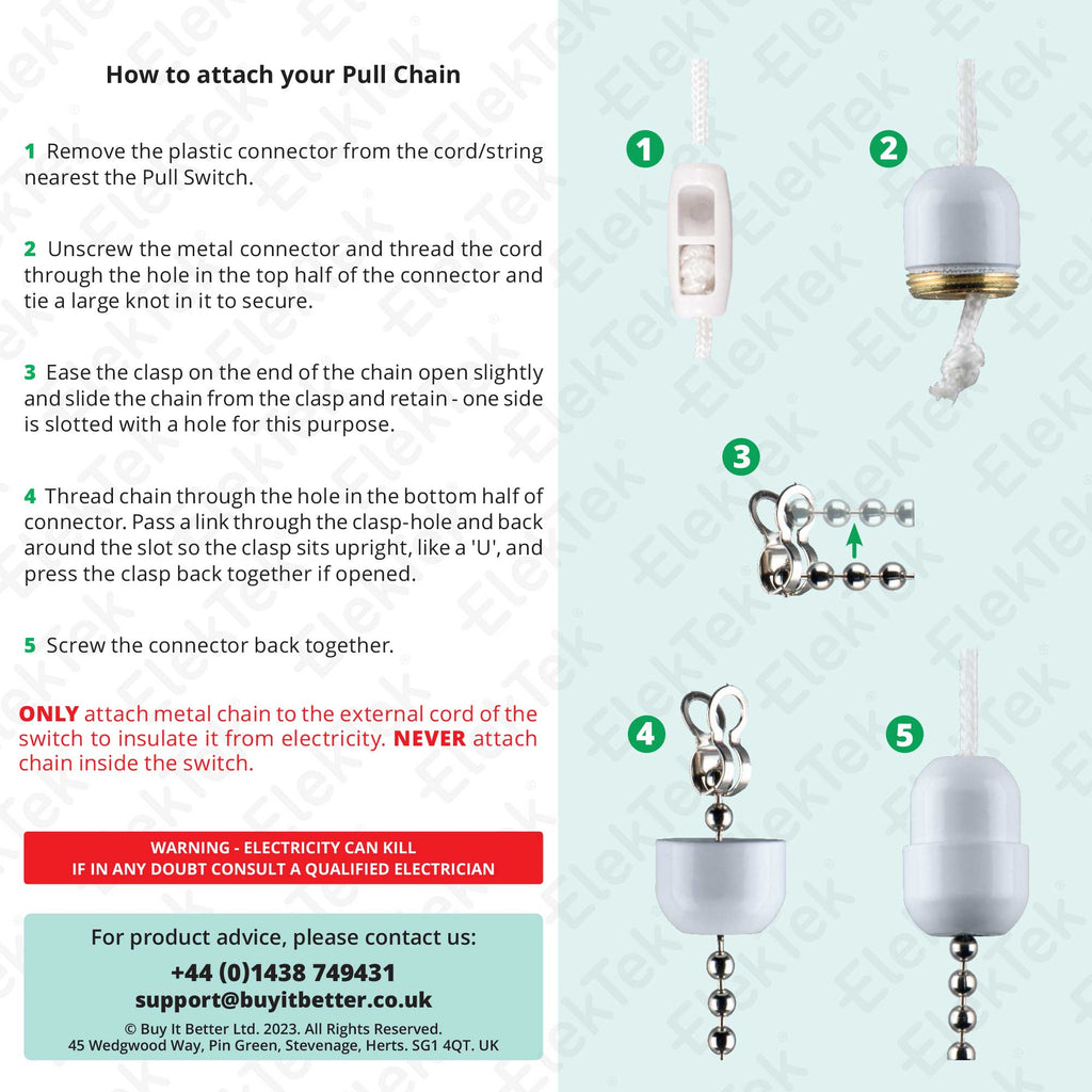 ElekTek Light Pull Cord Chain Connector - Buy It Better