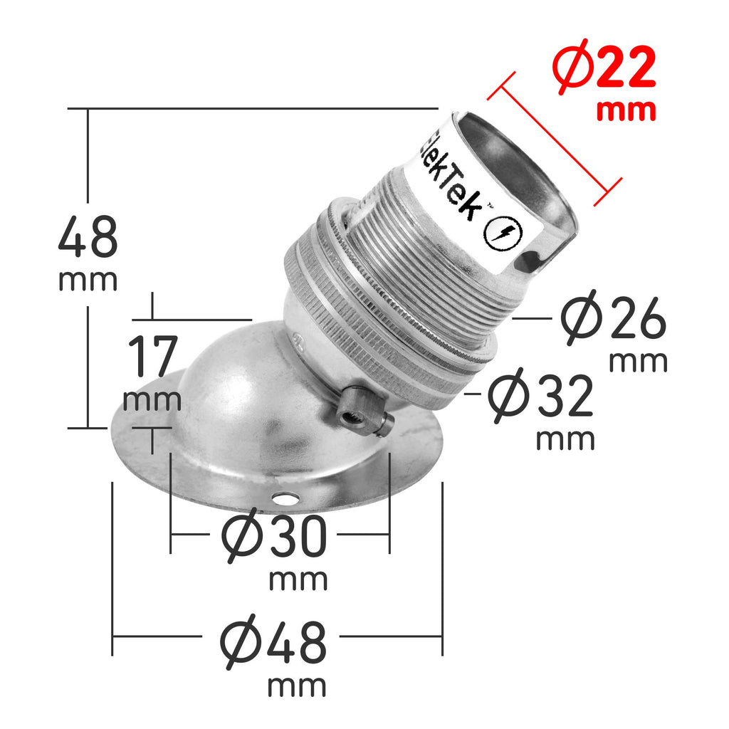 ElekTek Lamp Holder Angle Batten Bayonet Cap BC B22 With Shade Ring Br ...