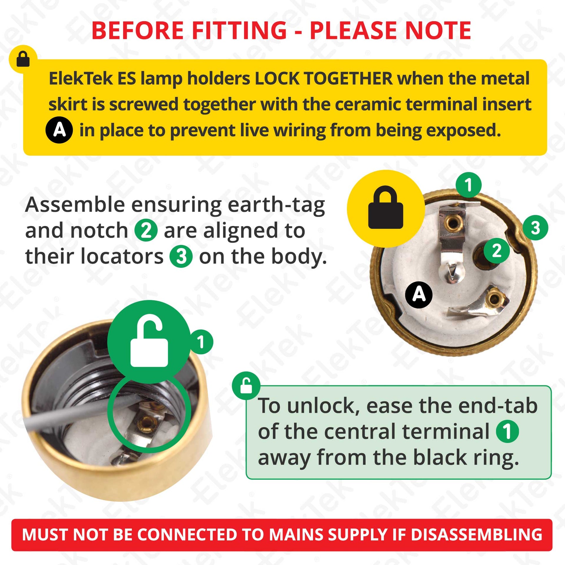 ElekTek ES Edison Screw E27 Fixed Batten Lamp Holder With Shade Ring I ...