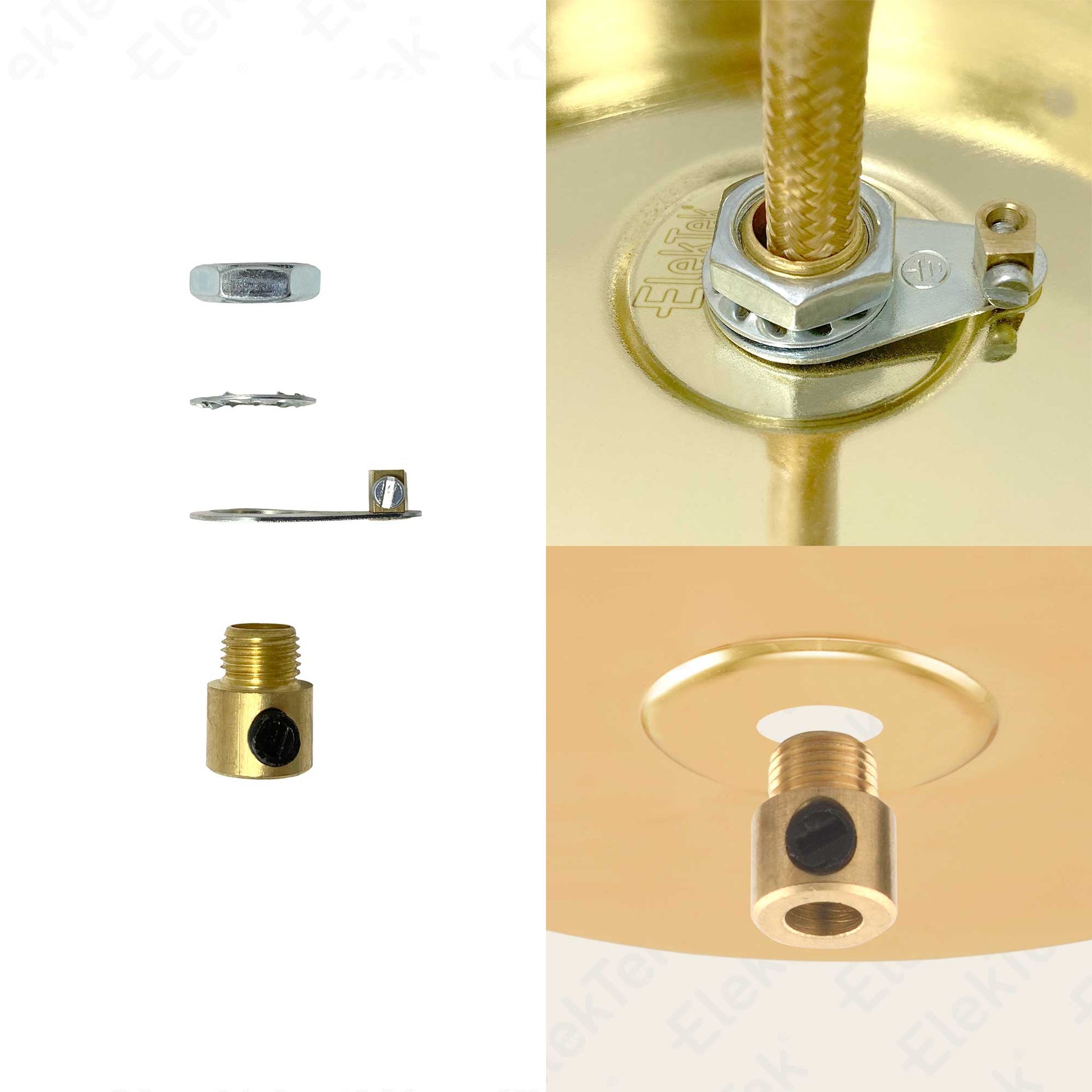 ElekTek 75mm Diameter Ceiling Plate with Cord Grip Metallic Finishes P ...