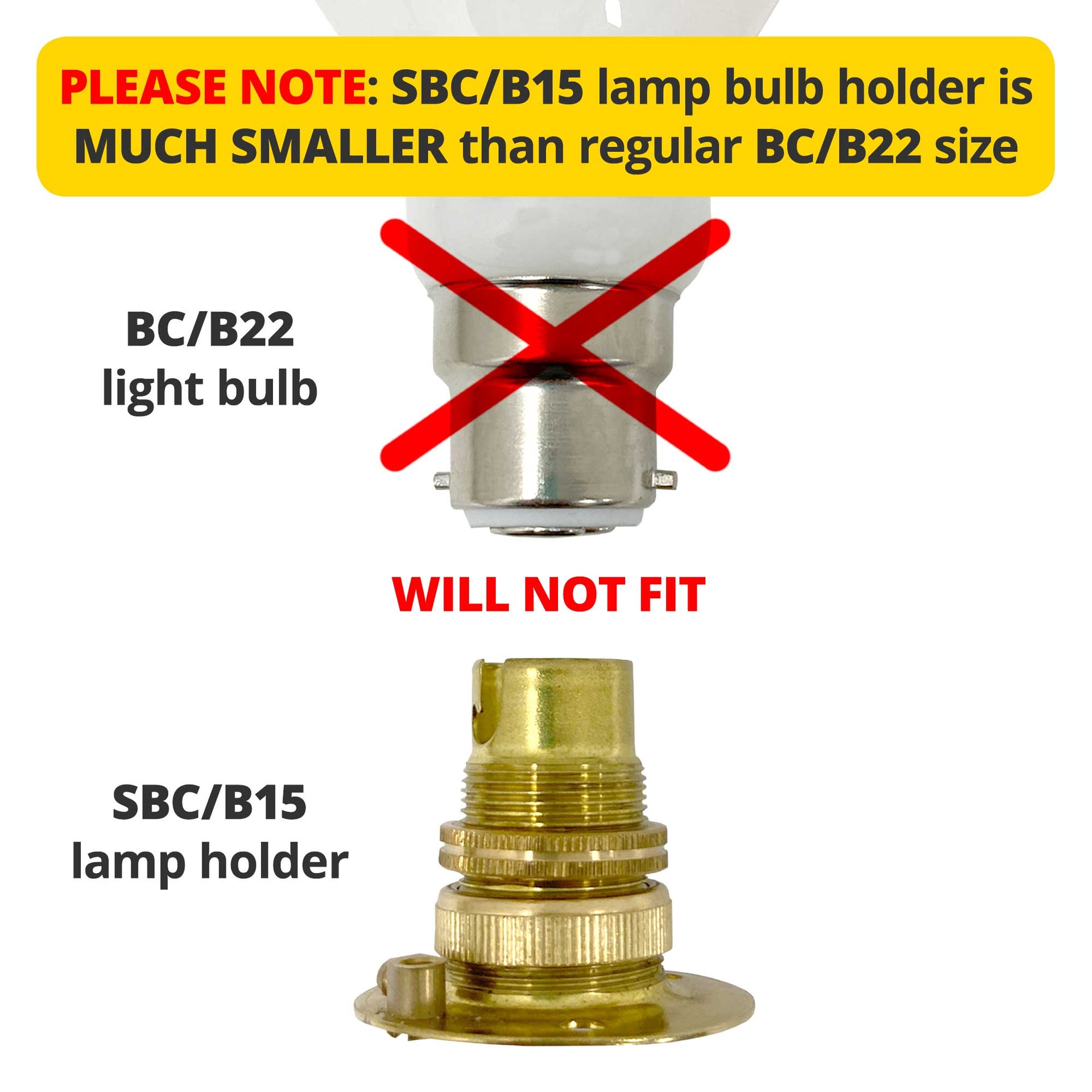 ElekTek Lamp Holder Fixed Batten Miniature Small Bayonet Cap SBC B15 W ...
