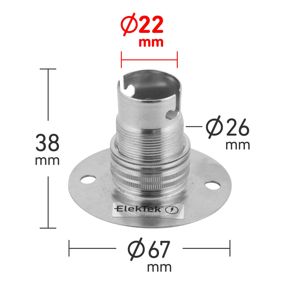 ElekTek Lamp Holder Fixed Batten Bayonet Cap BC B22 With Shade Ring So ...