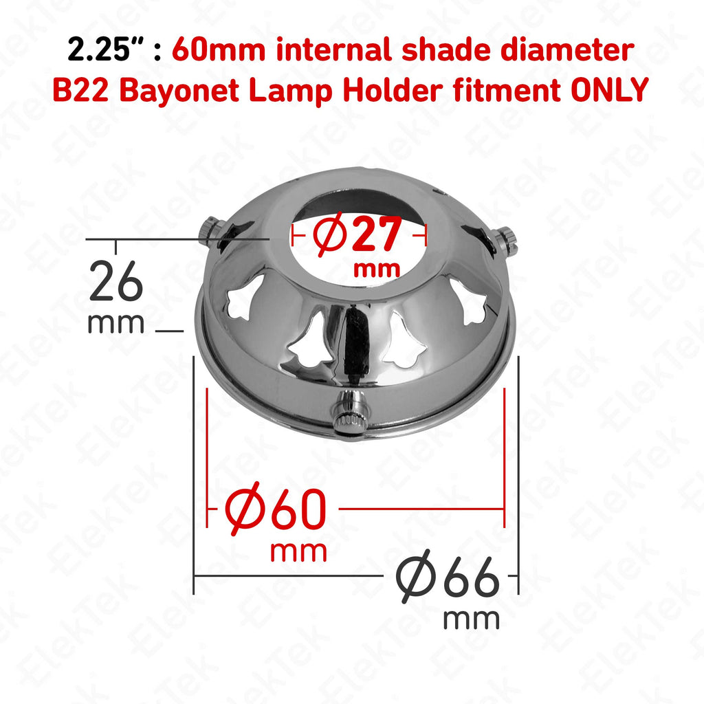 ElekTek Glass Lamp Shade Gallery Fitting for B22 Shade Ring 3 Sizes Br ...