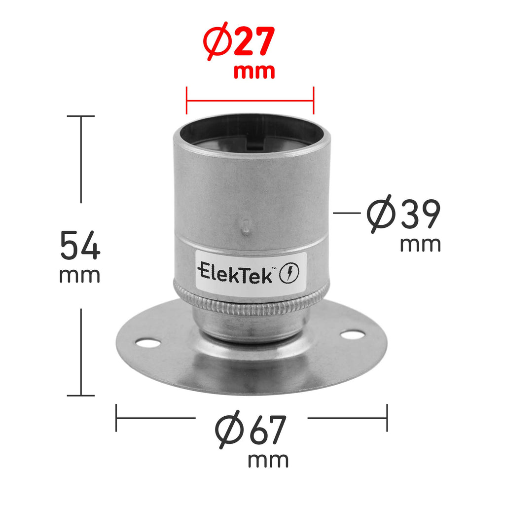 ElekTek ES Edison Screw E27 Fixed Batten Lamp Holder With Plain Skirt ...
